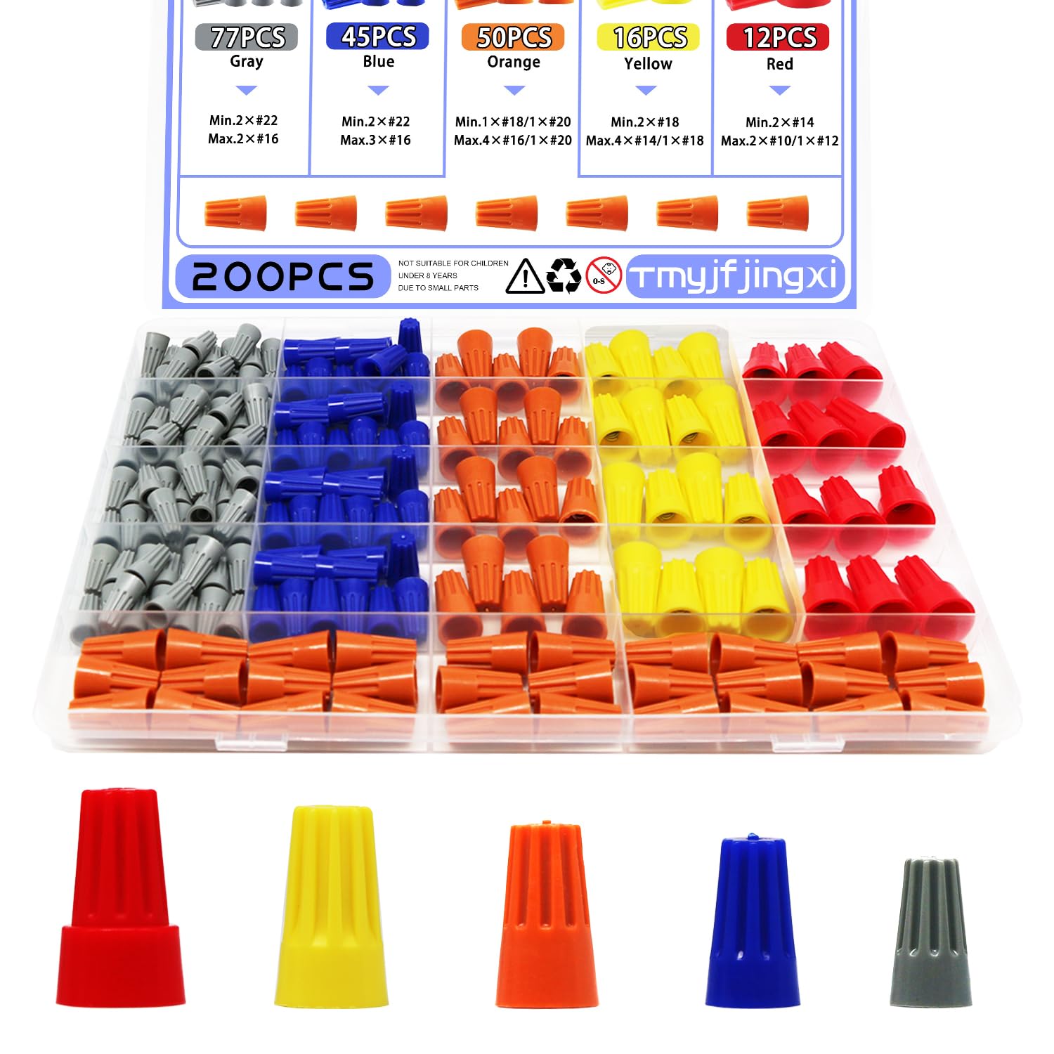 Tmyjfjingxi 200 PCS Wire Connectors,Electrical Wire Connectors Colorful ...