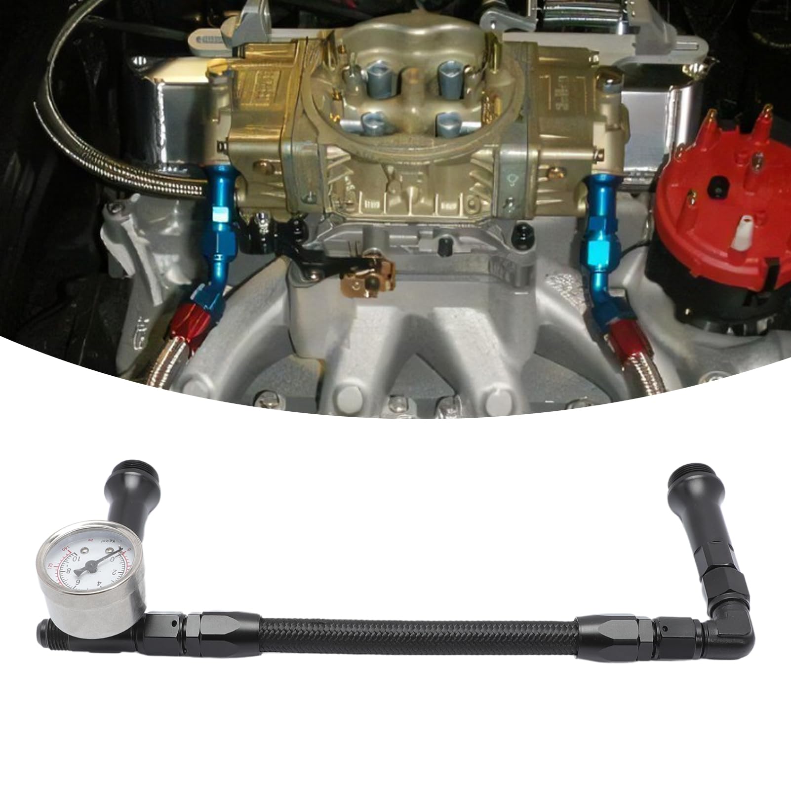 Holley Fuel Pump Braided Aluminum AN6 Dual Feed Carb Fuel Line Double ...