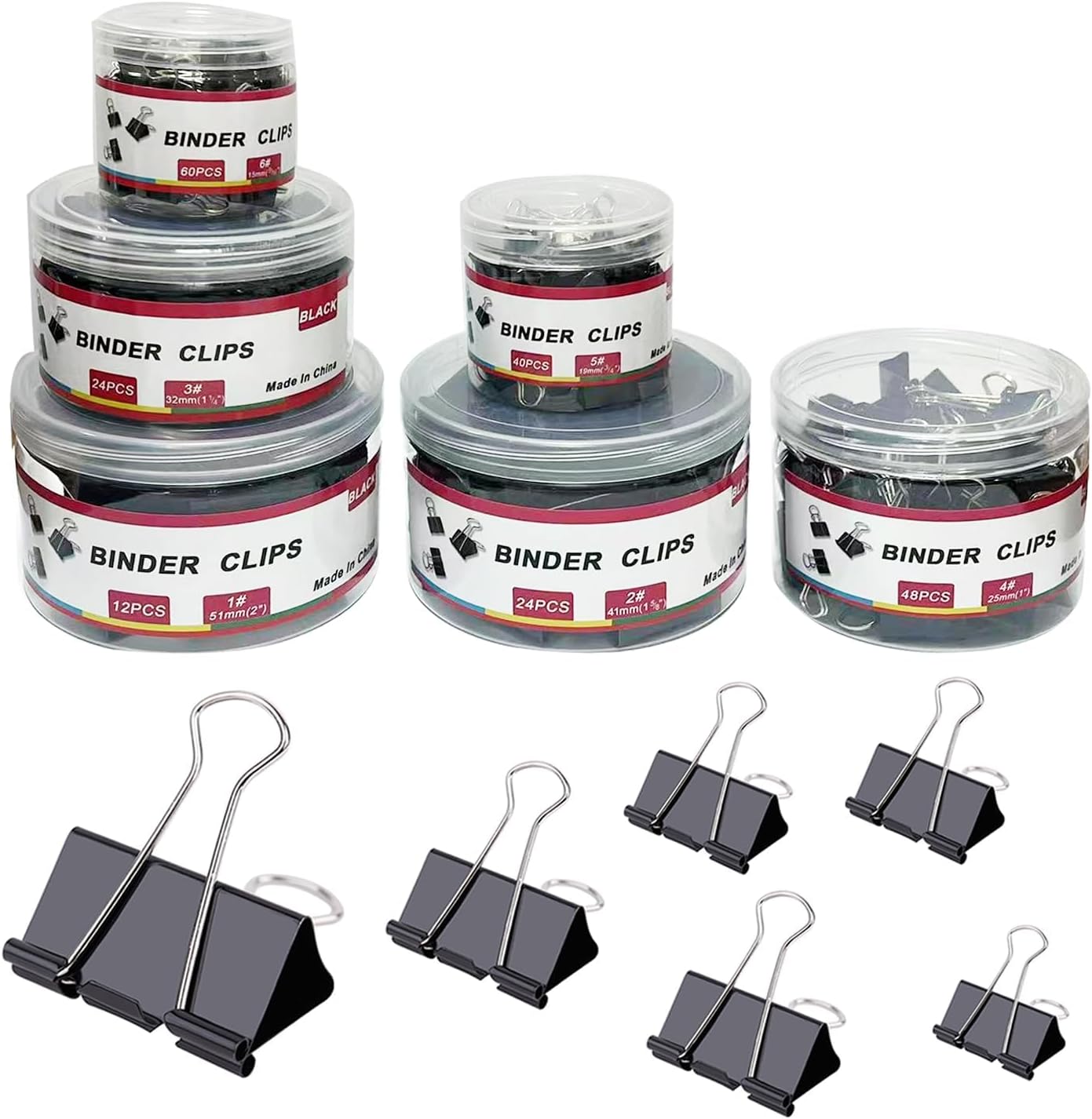 Amazon.com : BainGesk 210 PCS Binder Clips Paper Clamps Assorted Sizes ...