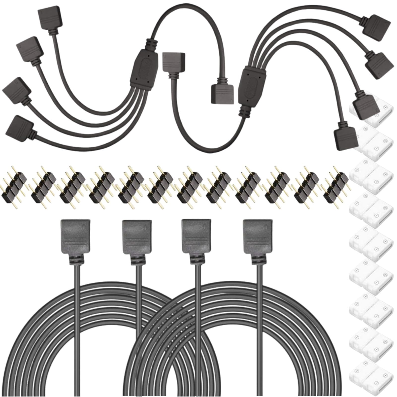 Amazon.com: KUANVE 4 Pin LED Light Strip Connector Kit, RGB Extension ...
