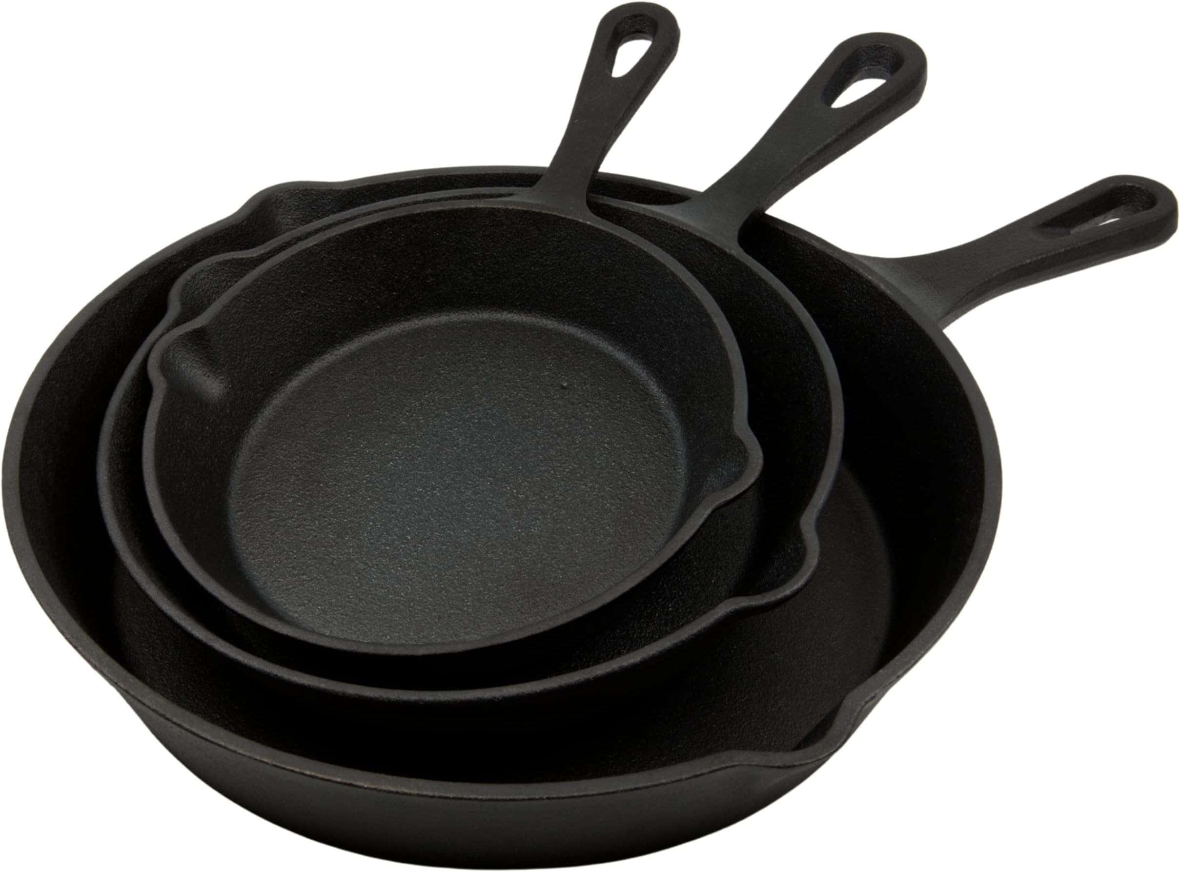 nuovva Pre-Seasoned Cast Iron Skillet Frying Pans Oven Safe Cookware ...