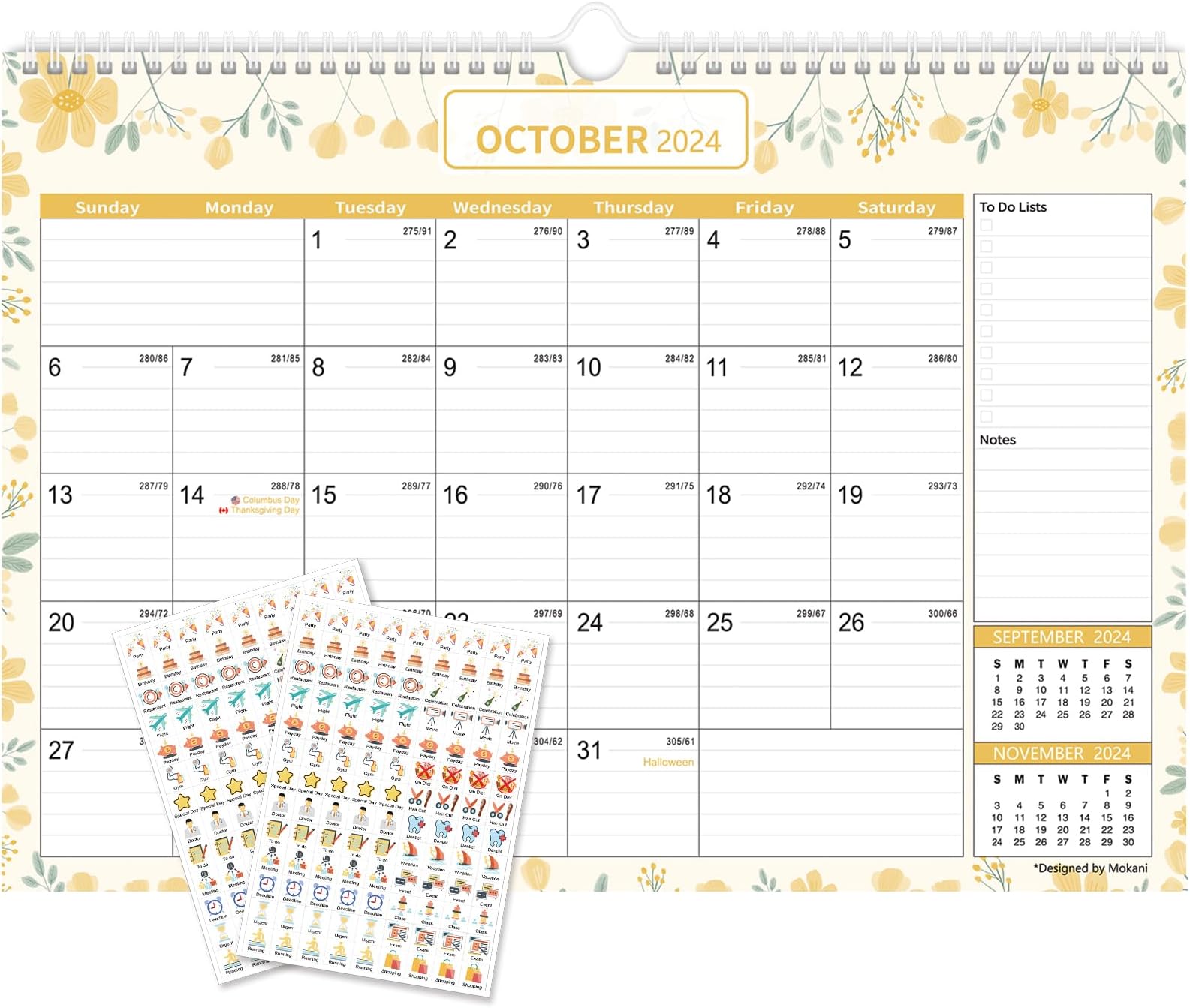 Wall Calendar 2024-2025, Mokani Large Monthly Desk Planner from Oct ...