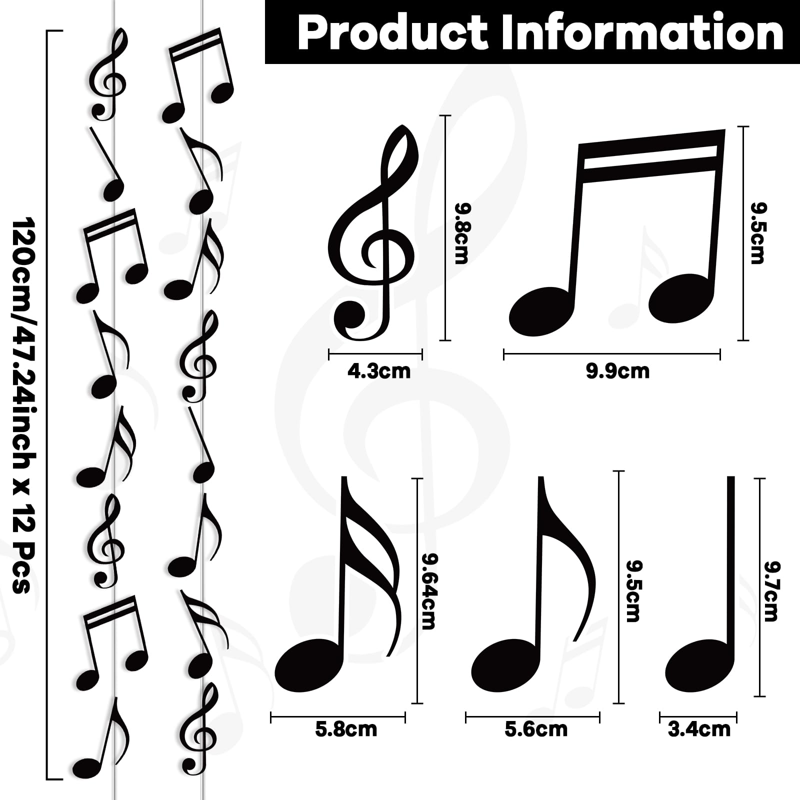 Snapklik.com : 12 PCS Musical Note Banners Music Themed Party ...