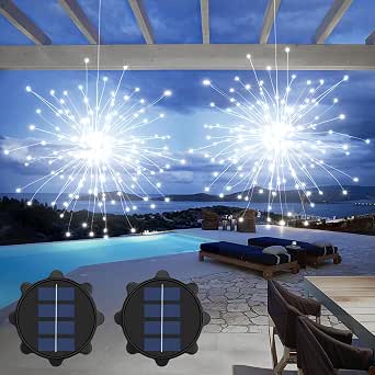 Amazon.com: 2 PCS Solar Firework Lights - 240 LED Outdoor Hanging ...