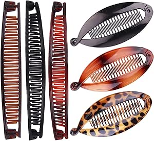 6 Pcs Banana Hair Clips for Women - Classic Fishtail Clincher Combs, Large Double Ponytail ...
