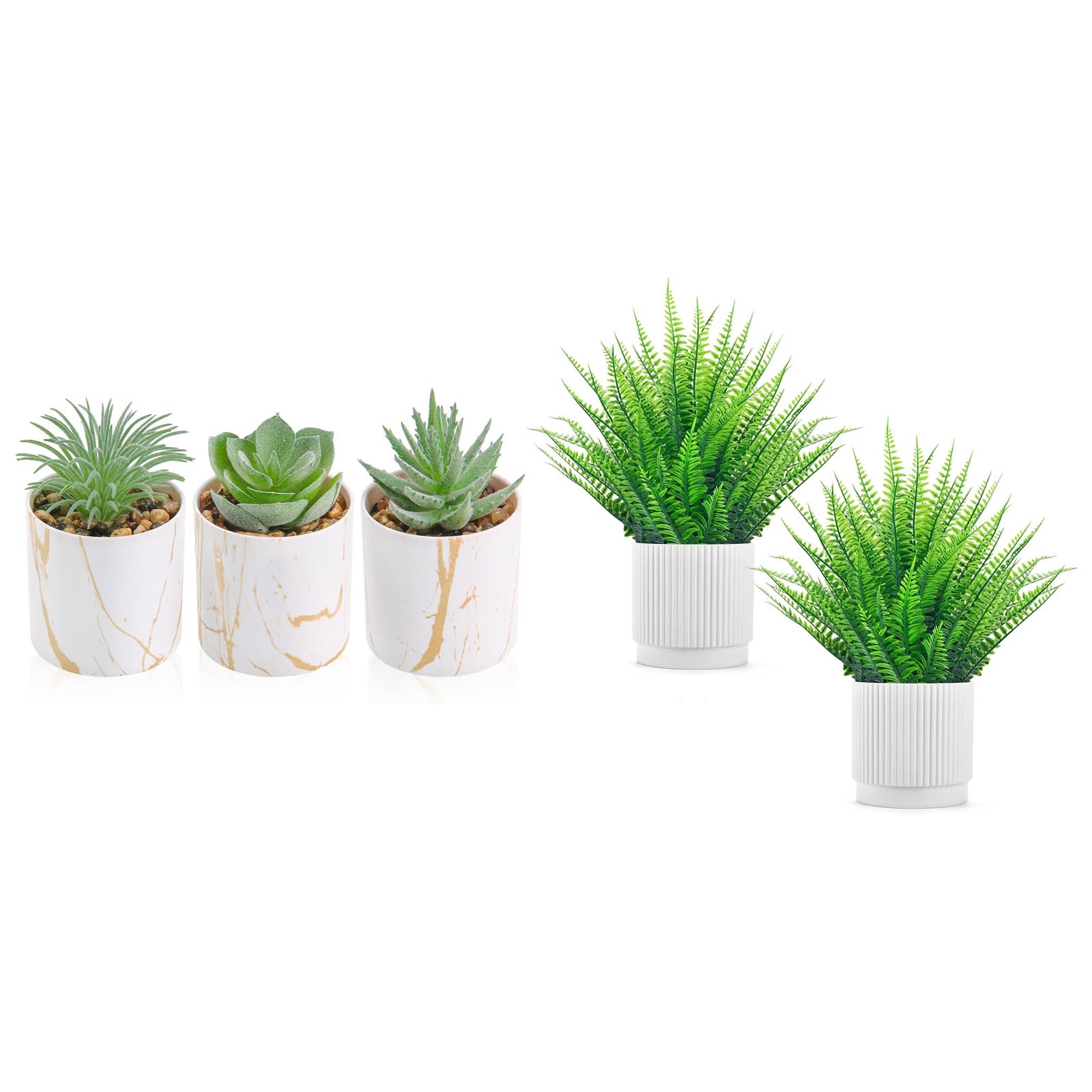 Amazon.com: Der Rose Bundle of 3 Pack Small Fake Plants and 2 Pack ...