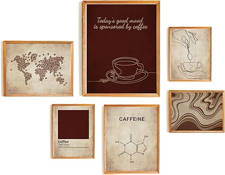 Amazon.com: Coffee Poster Gallery Wall Set 6, Espresso Bar Coffee Menu ...
