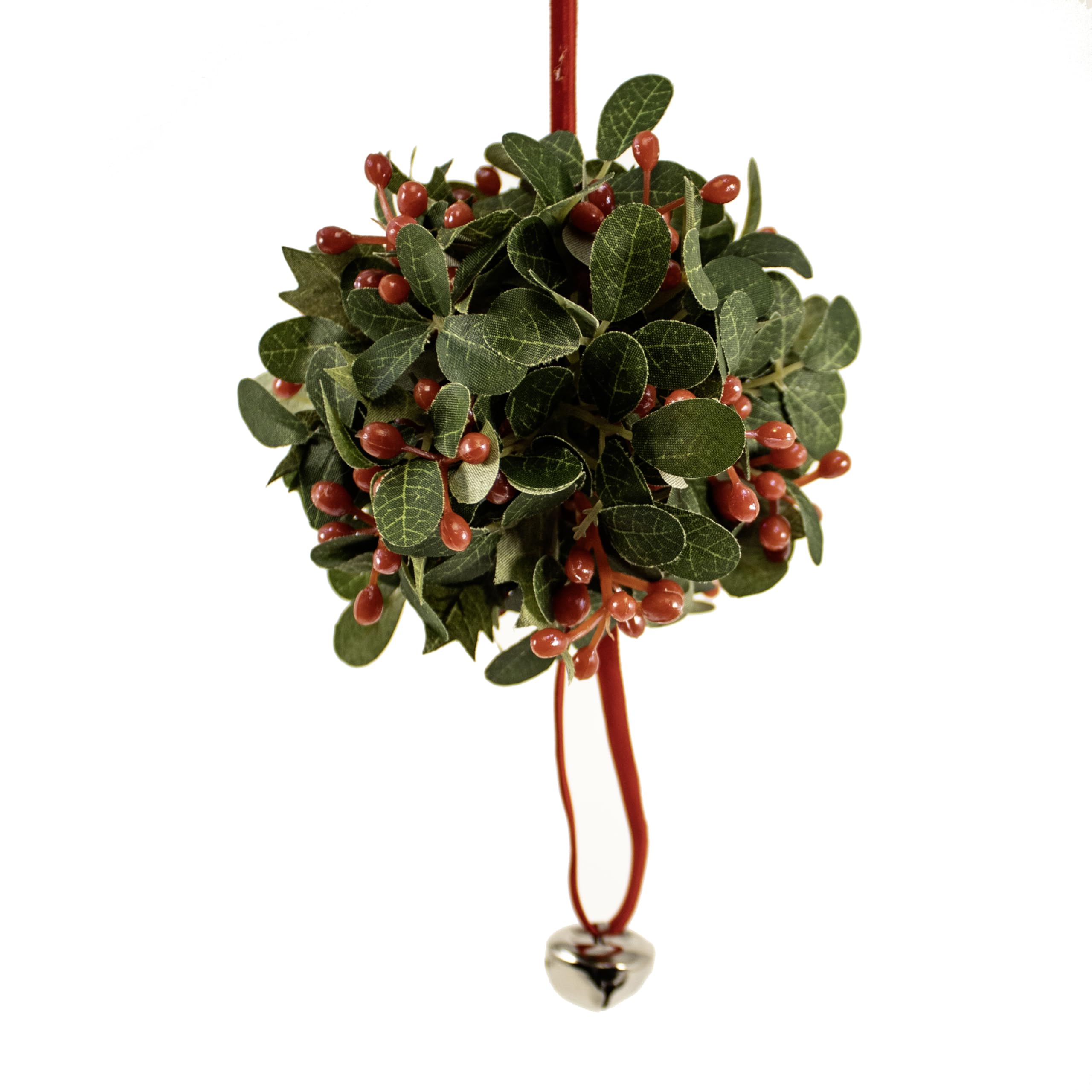Amazon.com: Kurt Adler 4.75 Inch Mistletoe Ball Ornament with Red ...