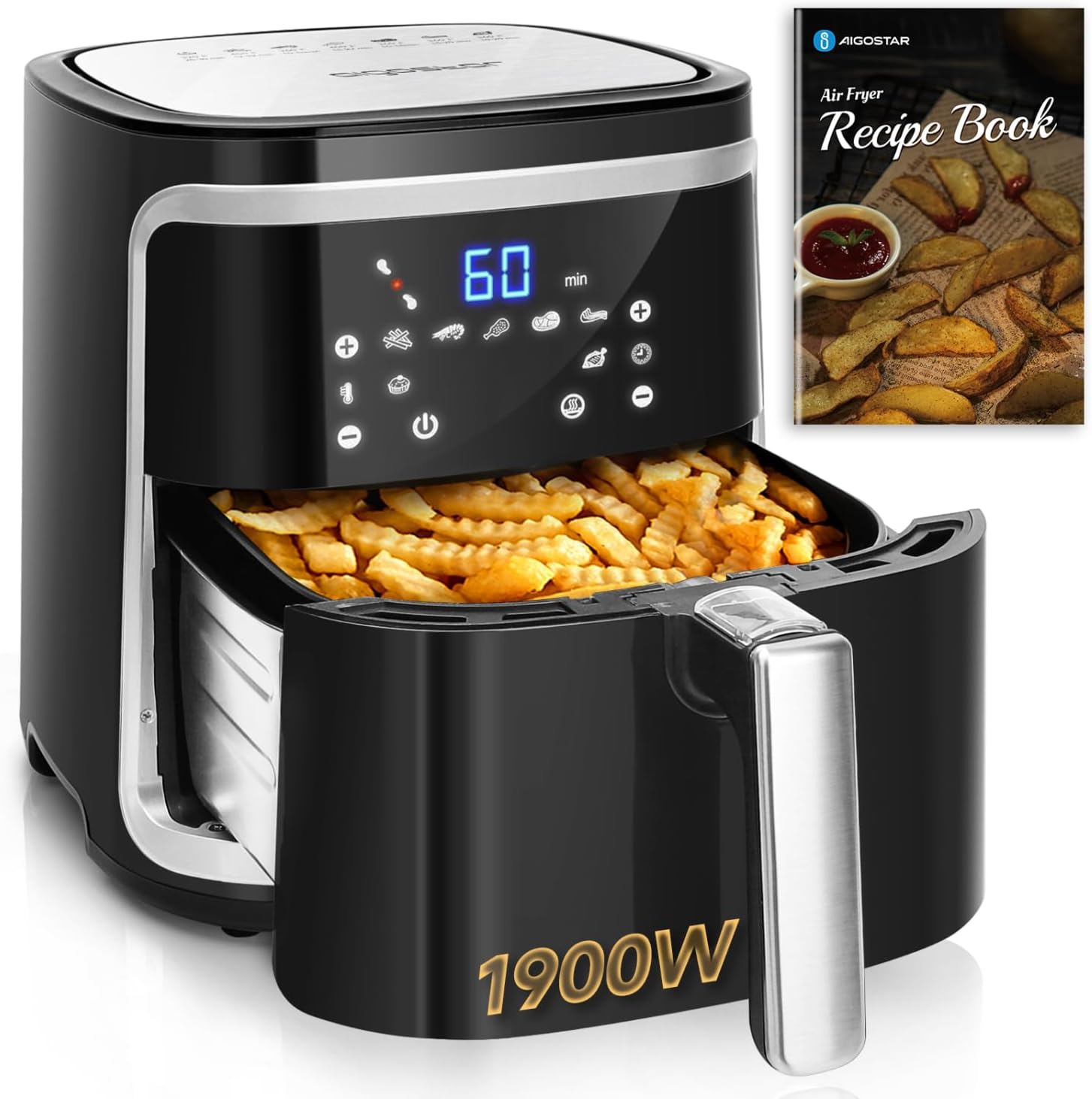 EUARY Friteuse sans Huile 7,5L Avec Fenêtre Visible,Air Fryer 1700W ...
