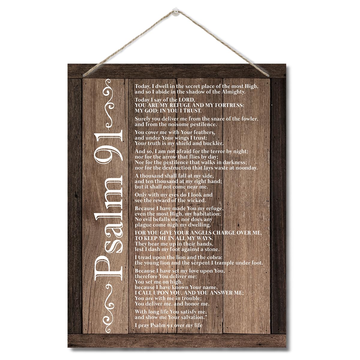 Amazon.com: Inspirational Wood Art Signs, Psalms 91 Wall Sign, Hanging ...
