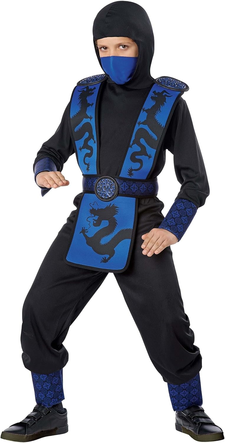 Amazon.com: Regal Blue Ninja Costume for Boys with Hooded Jumpsuit ...