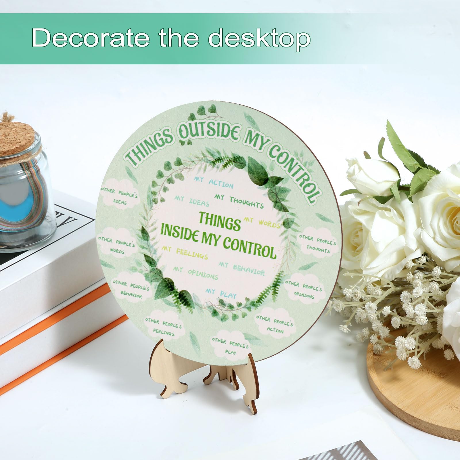 Therapist Gifts Wooden Feelings Wheel With Stand - 5.51 Inch Double ...