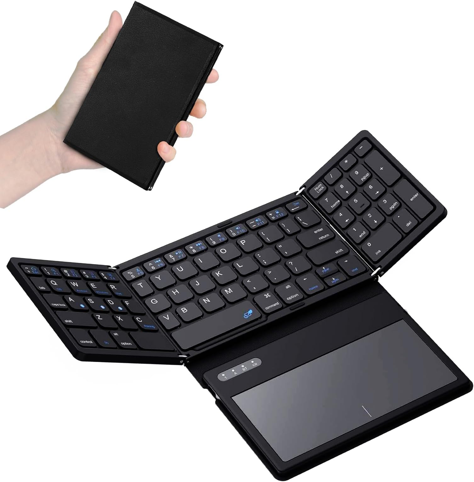 Amazon.com: ZenRich Foldable Bluetooth Keyboard with [Large Touchpad] [Numeric Keypad] (Sync Up ...