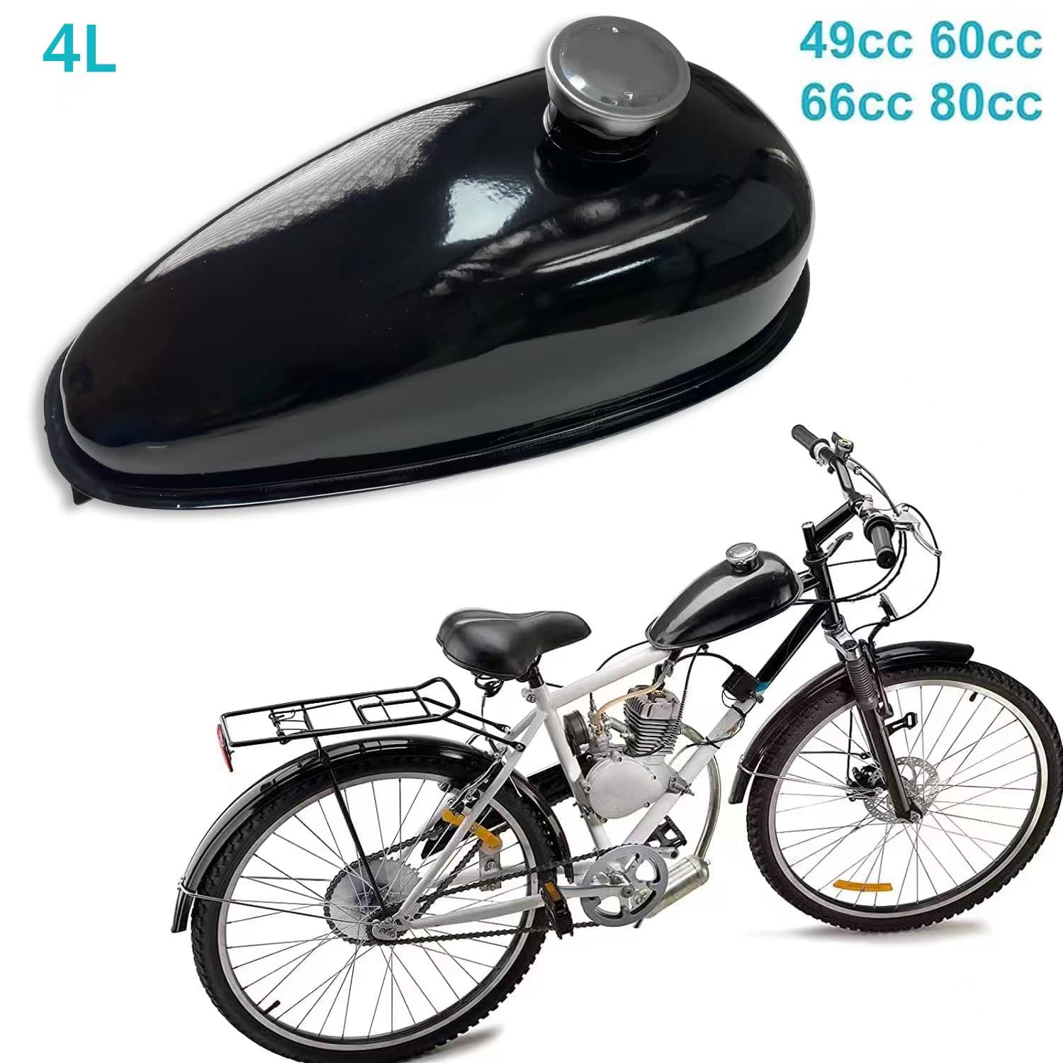 Snapklik.com : Necaces Fuel Gas Tank, 4L Metal Gas Tank For Motorized ...