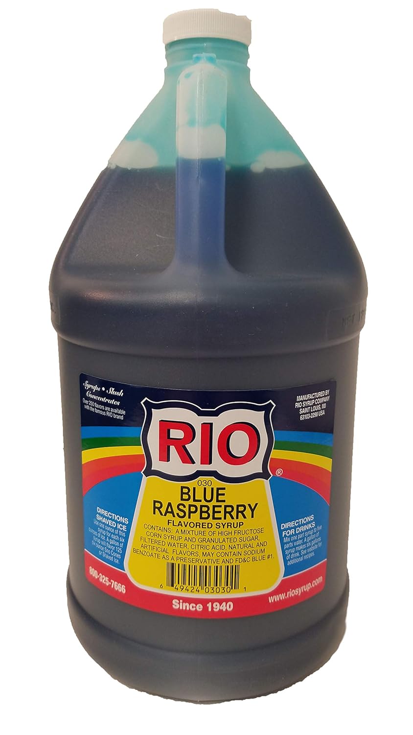 Amazon.com: Premium Blue Raspberry Flavored Snow Cone Syrup, 1 Gallon ...