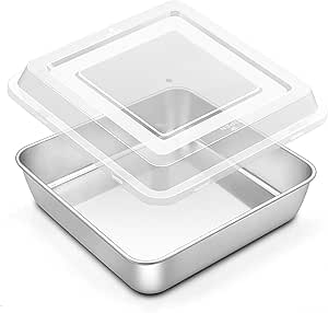 Amazon.com: Onader 9x9 Inch Square Cake Brownie Baking Pan with Lid ...