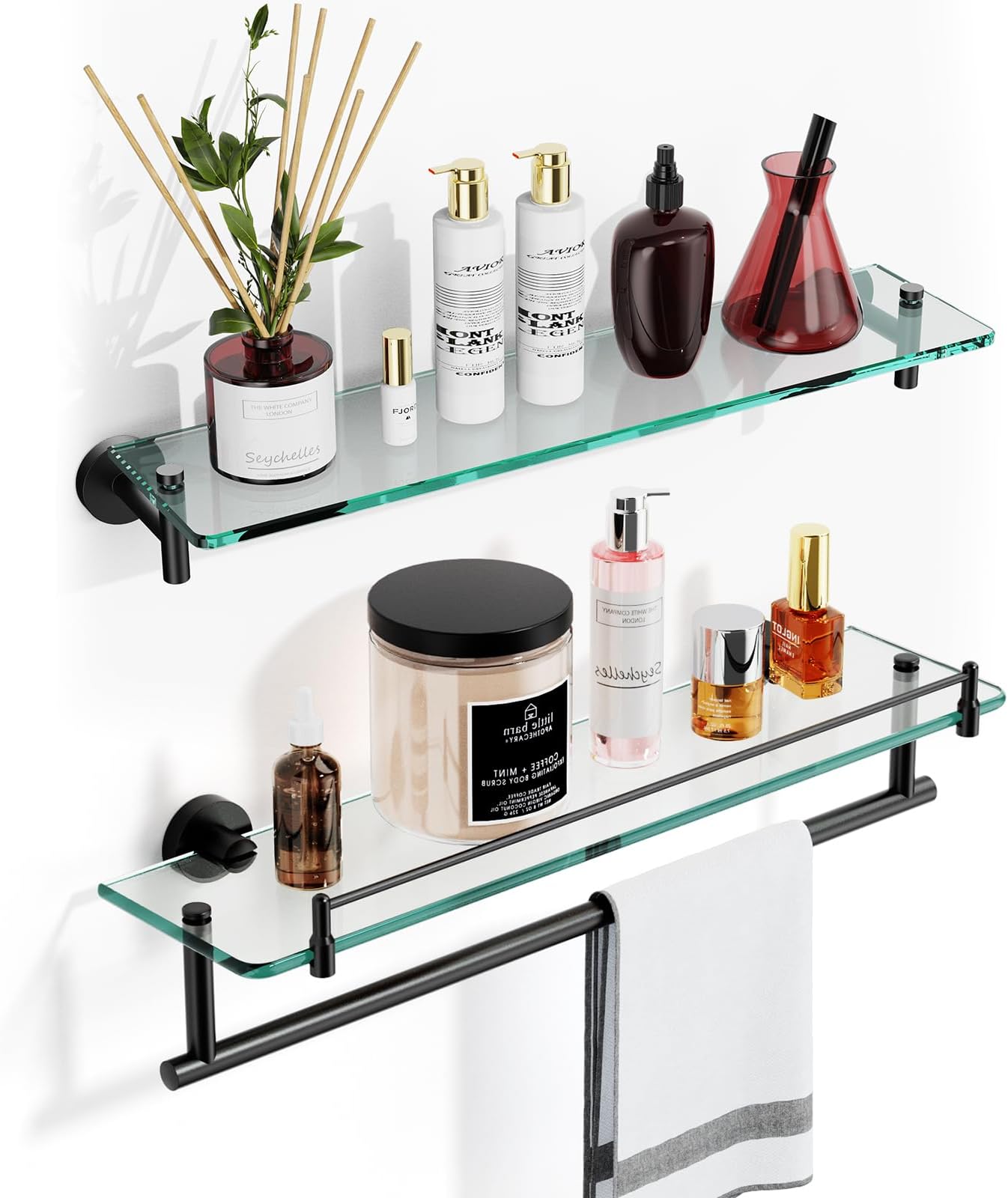 Amazon.com: KOCOK Bathroom Shelf Glass Shelf 2 Pack,20-Inch Floating ...