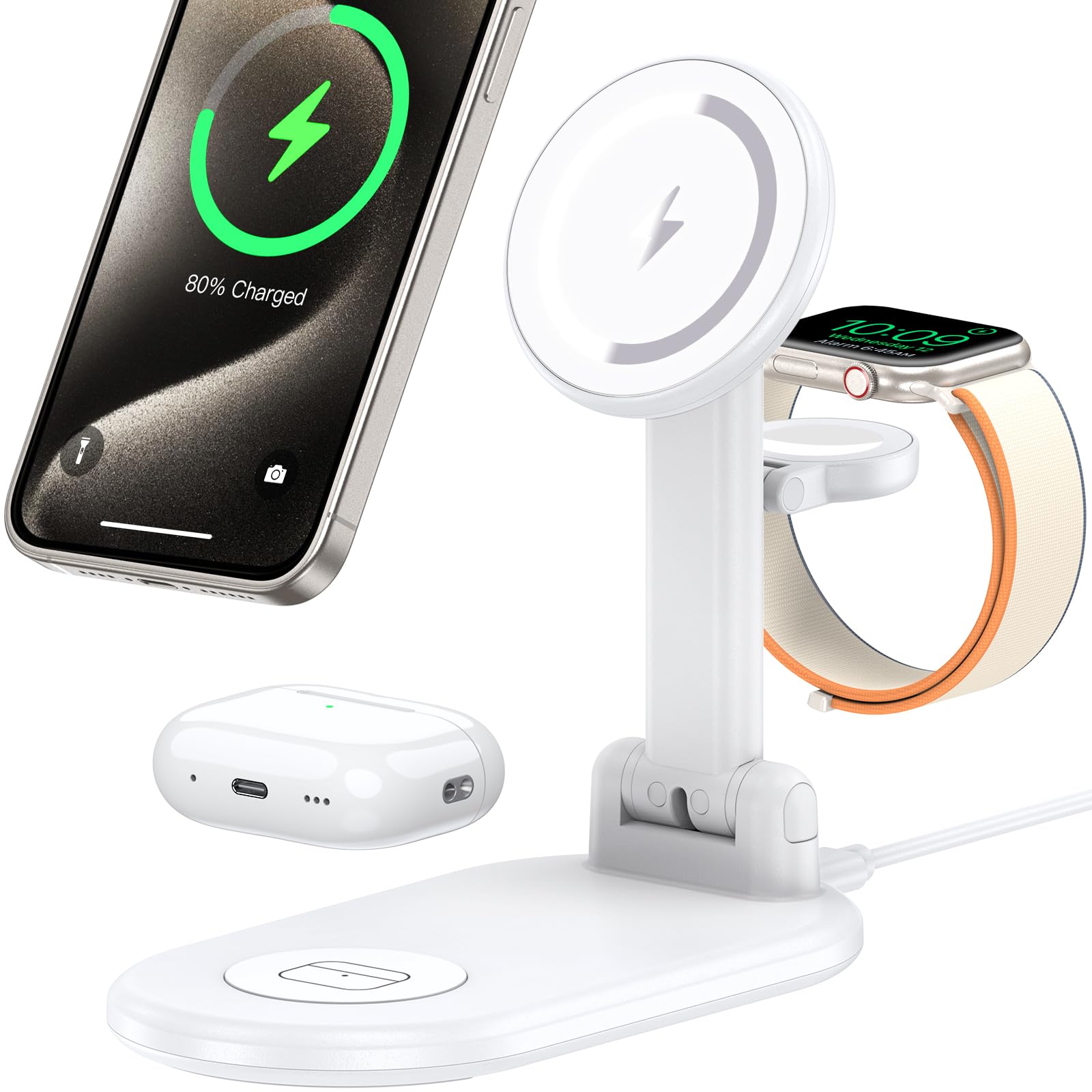 Amazon.com: 3 in 1 Charging Station for Apple Mag-Safe Charger, 15W Max ...