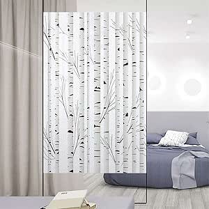 Amazon.com: Black White Frosted Stained Glass Window Cling Leaf Design ...