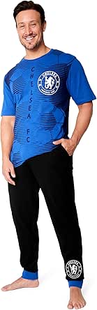 Chelsea F.C. Mens Pyjamas Set Nightwear T-Shirt and Long Bottoms PJs ...