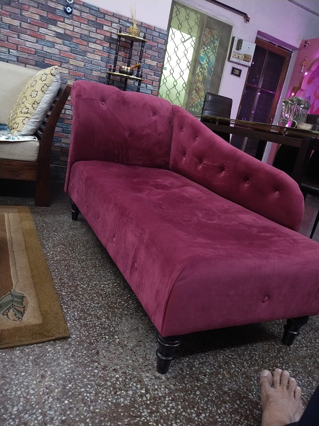 Artistic Wood Home Samuel Chaise Lounge Velvet Chaise Luxury Couch ...