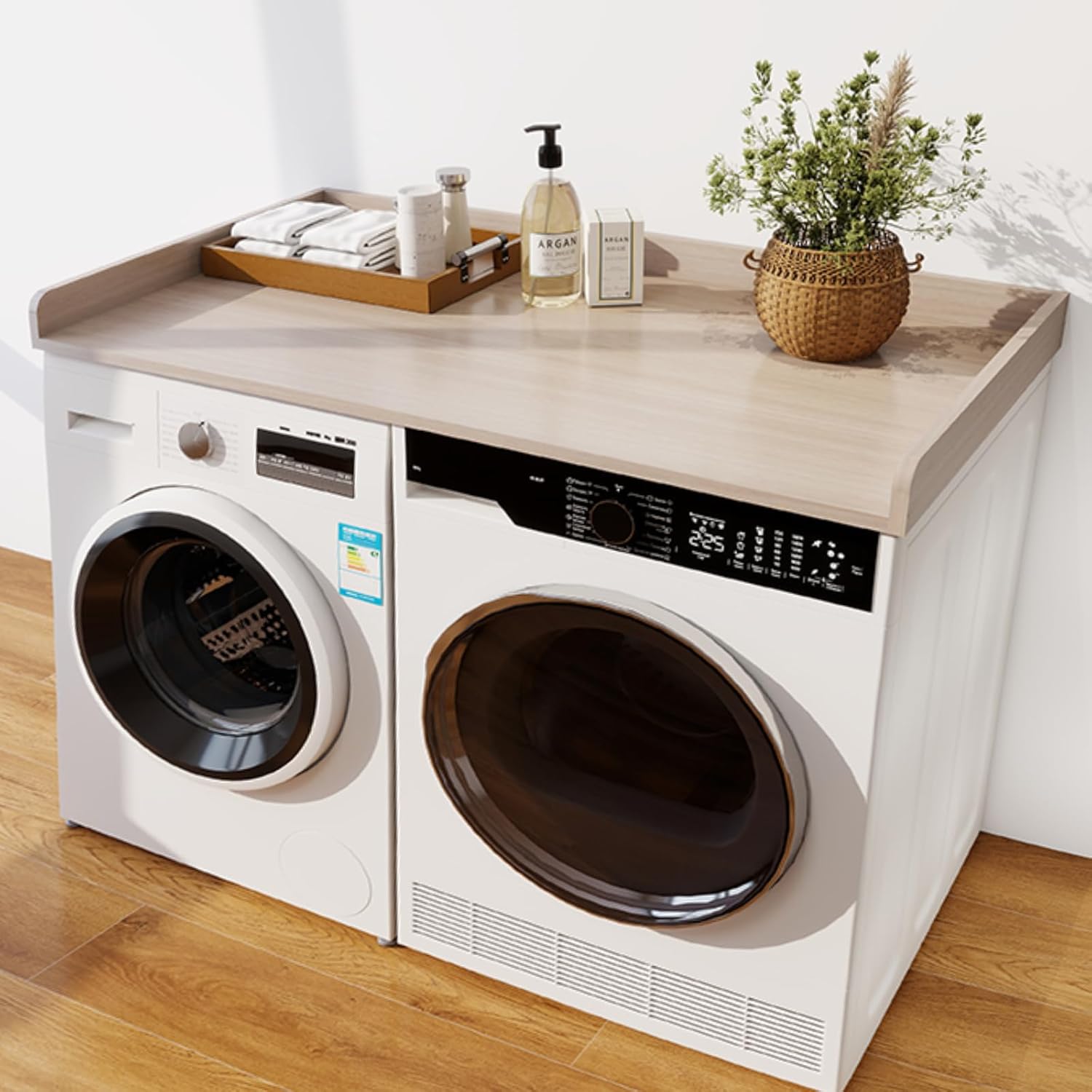 Amazon.com: Evjocoh Wood Washer Dryer Countertop, Laundry Wood Shelf ...