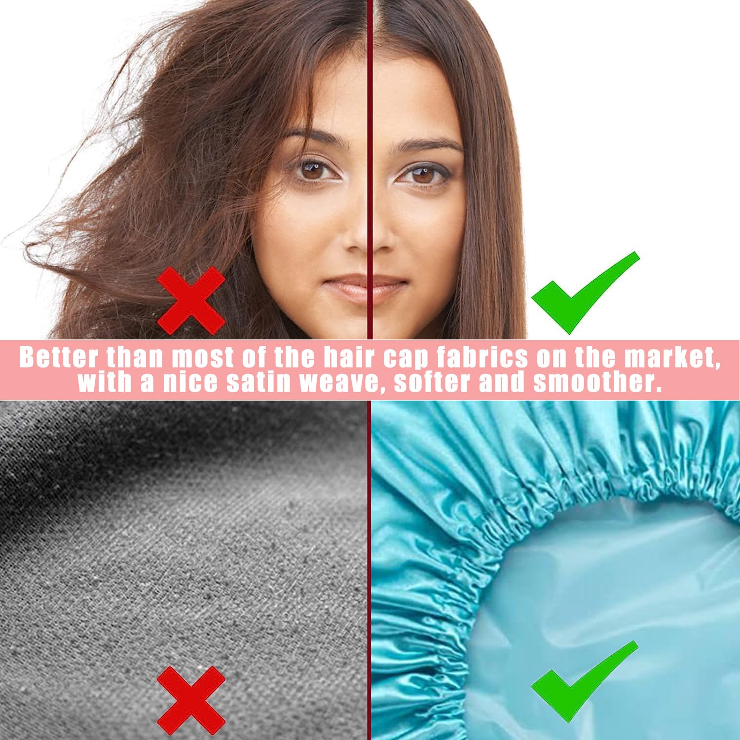 4 Piece Satin Hat Silk Cap for Sleep, Stretchy Broadband Silk Sleep Cap ...