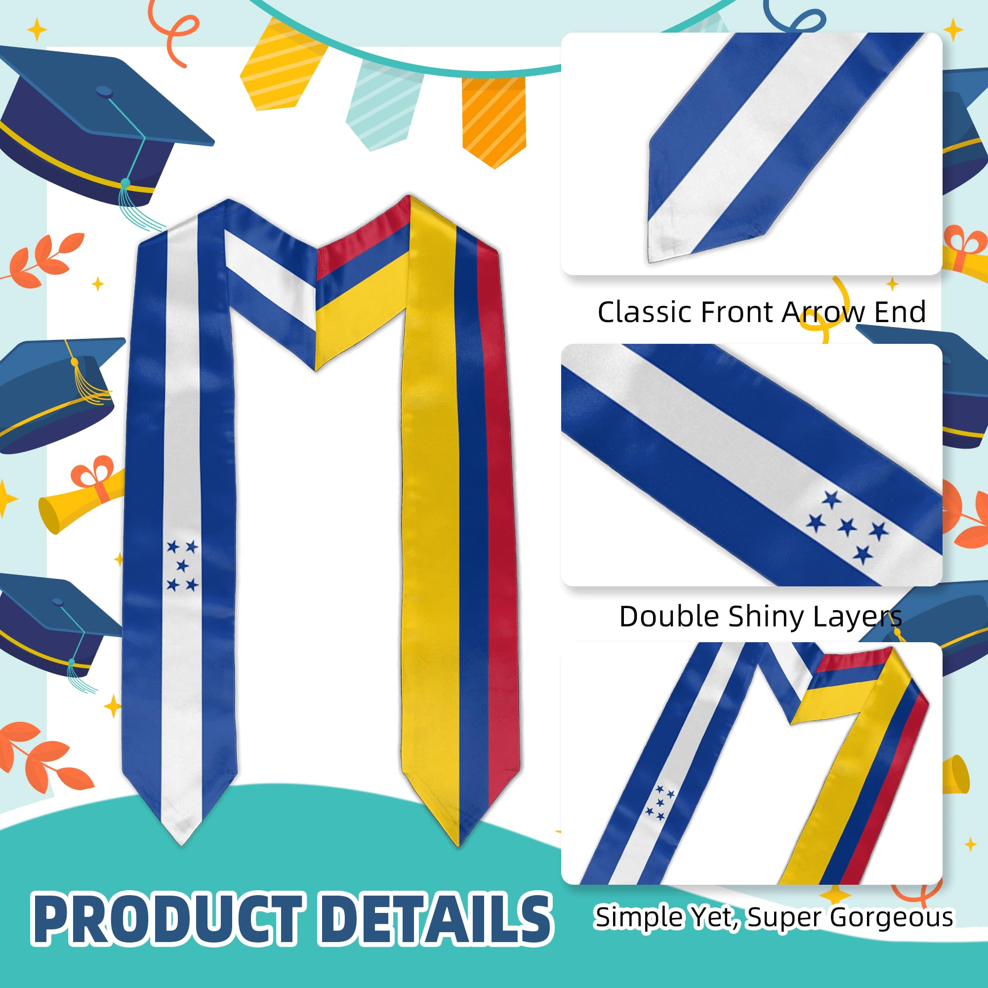Snapklik.com : Honduras Colombia Mixed Flag Graduation Stole For ...
