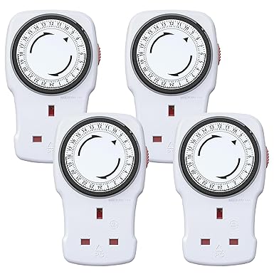 24 Hour Mechanical Timer Plug Socket UK, G-Homa Energy Saving Plug-in Segment Timer Switch with ...