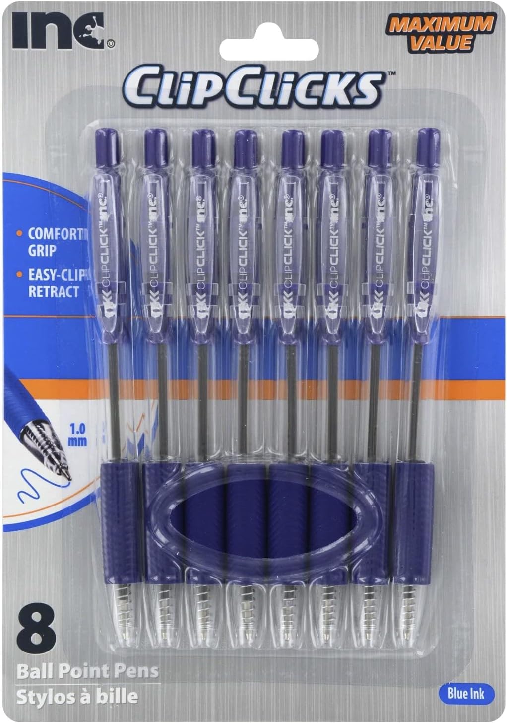 Amazon.com : Clip Click Retractable Ball Point Pens, 1.0 mm Black Ink ...