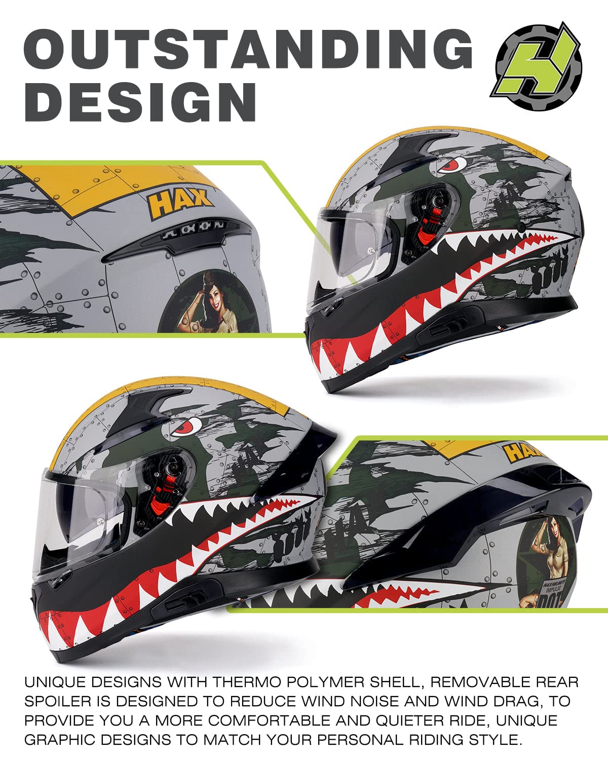 Snapklik.com : HAX Full Face Motorcycle DOT Approved Helmet