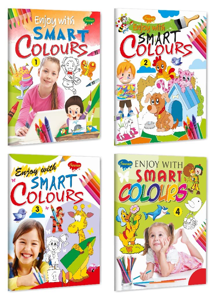 Enjoy With Smart Colours - 1 To 4 | Set Of 4 Colouring Books (Paperback ...