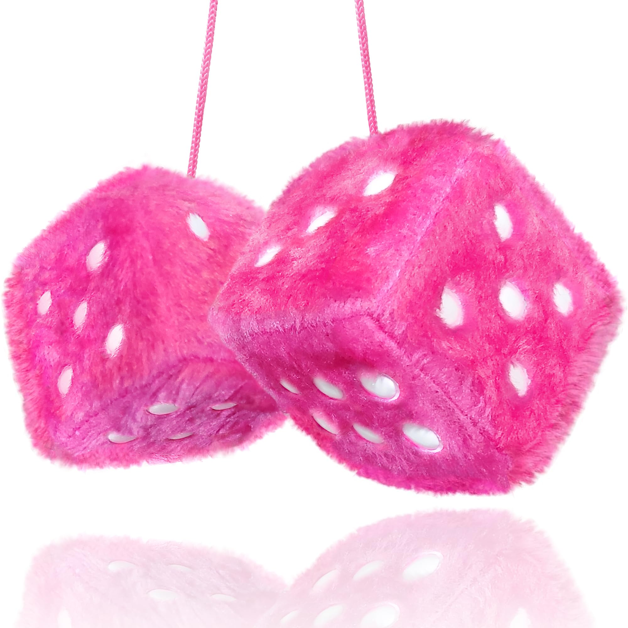 Amazon.com: Pink Fuzzy Dice Car Accessories - Plush Cute Pink Car ...