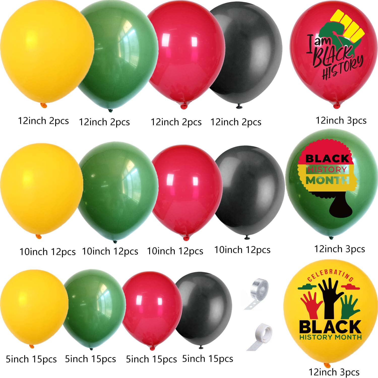 Snapklik.com : Black History Month Decorations Balloon Arch Kit Includes Green Black Latex ...