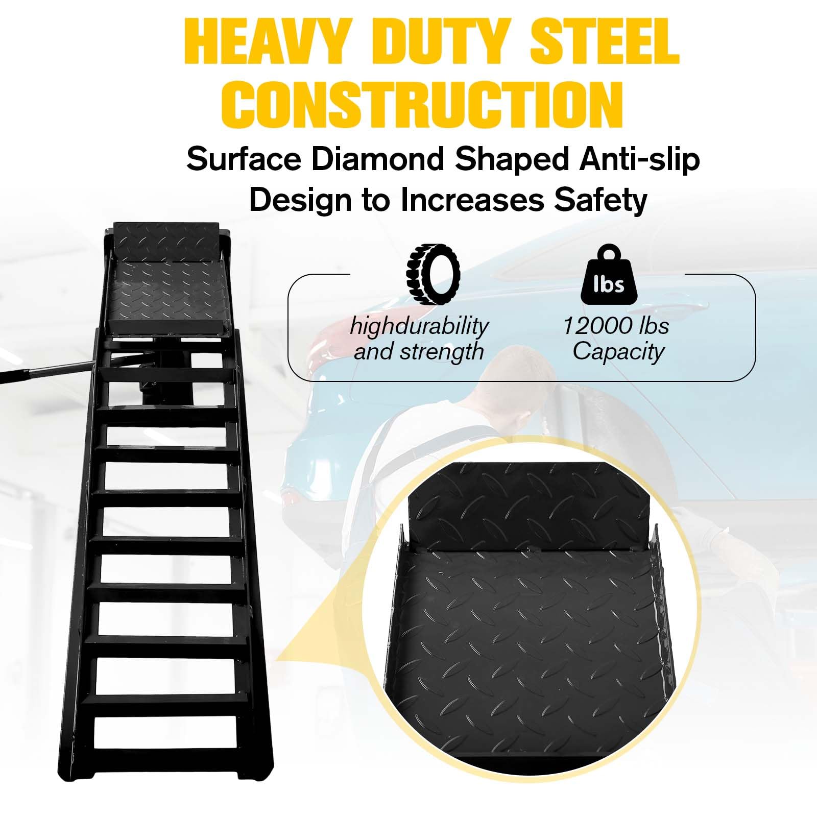 Snapklik.com : 2 Pack Hydraulic Car Ramps 6T 12000lbs,Low Profile Truck ...
