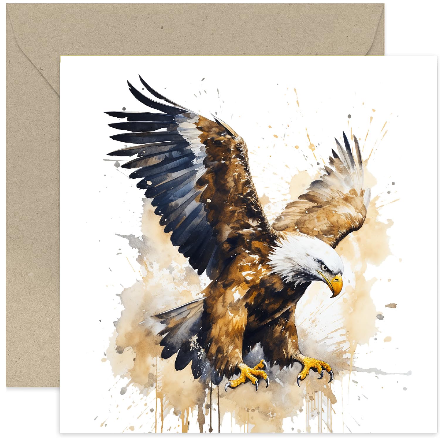 Amazon.com : Watercolour Bald Eagle Greeting Card - Birthday Card for ...