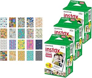 Amazon.com : 3X Fujifilm instax Mini Instant Film (60 Exposures) + 20 ...