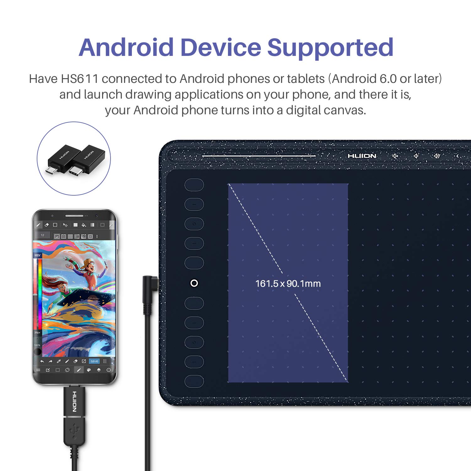 Snapklik.com : HUION HS611 Digital Drawing Tablet Android Supported Art ...