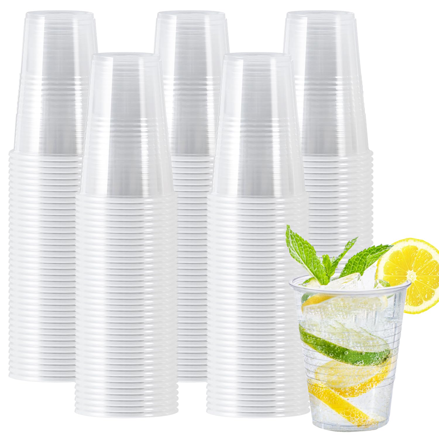 Amazon.com: Clawsoff 9 oz Plastic Cups, 500 Pack Clear Plastic Cups ...