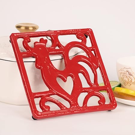Amazon.com: MINLUFUL Vintage Square Cast Iron Trivet - Metal Trivet for ...