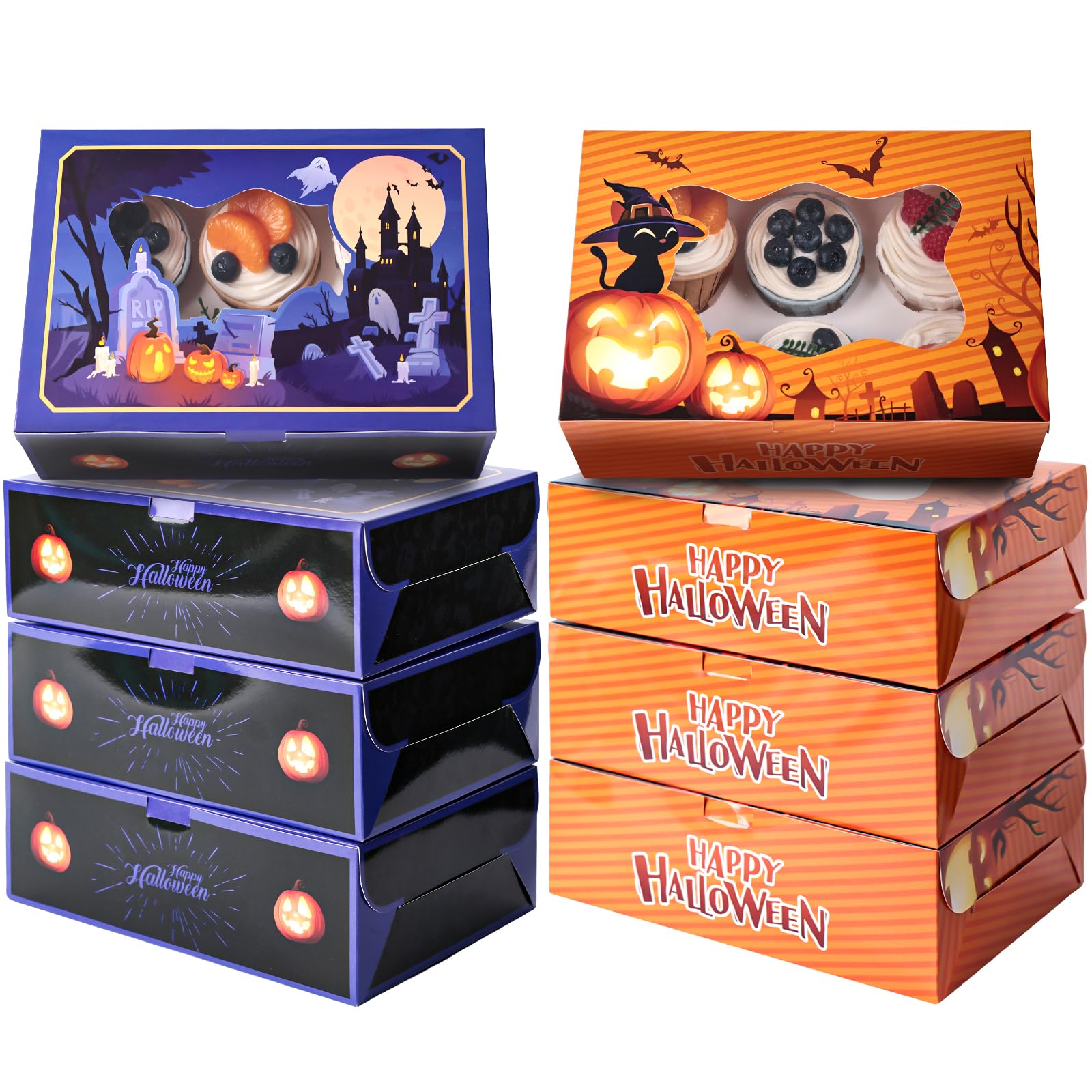 Amazon.com: VGOODALL 6 Count Halloween Cupcake Boxes, 8 Sets Halloween Treat Boxes Cupcake ...