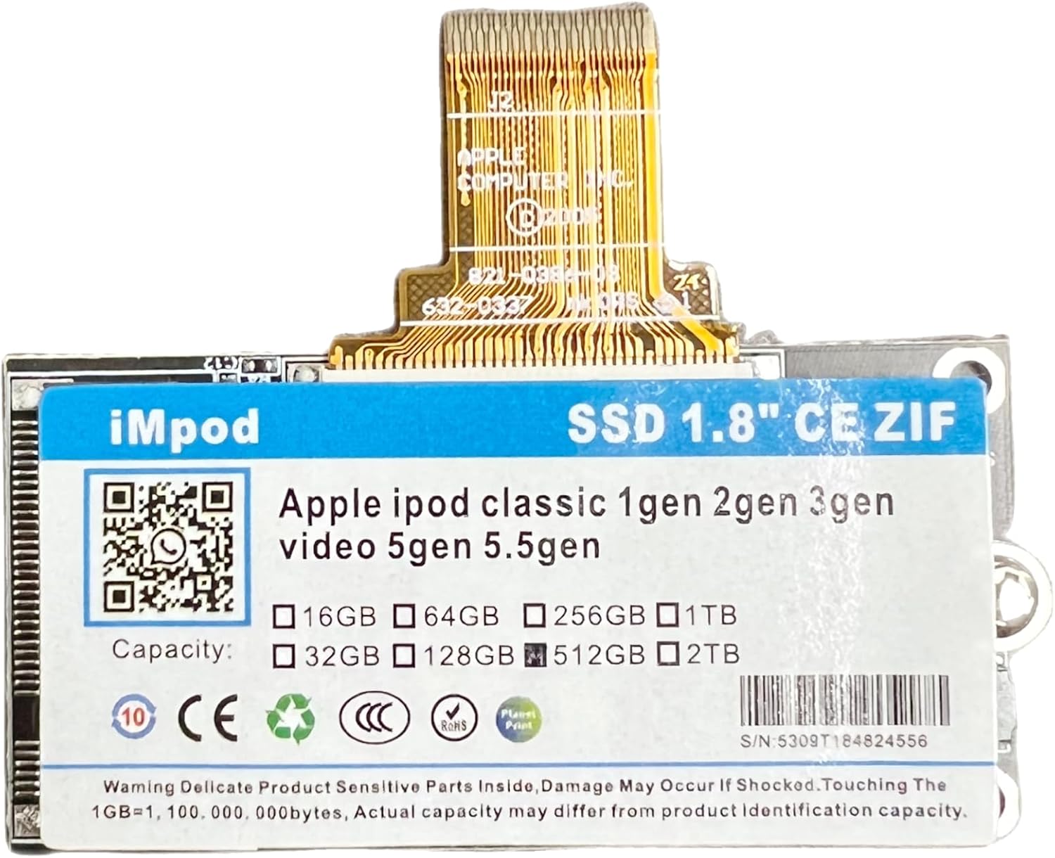 Amazon.com: ZENAHA 512GB ZIF CE Interface SSD for iPod Classic 5th gen ...