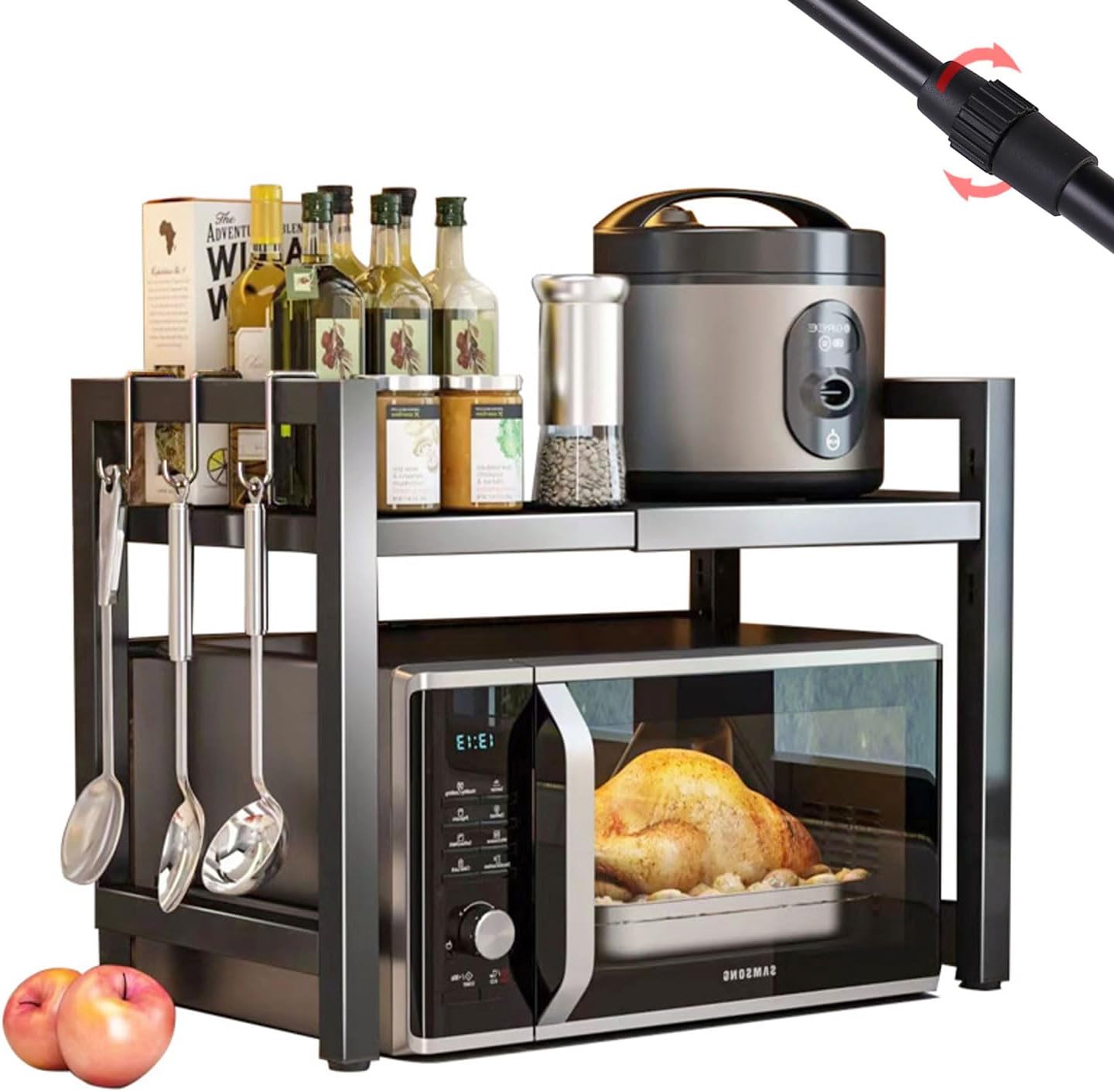 Veool Mikrowellen Regal,2-Tier Expandable Microwave Shelf Mit 6 Haken ...