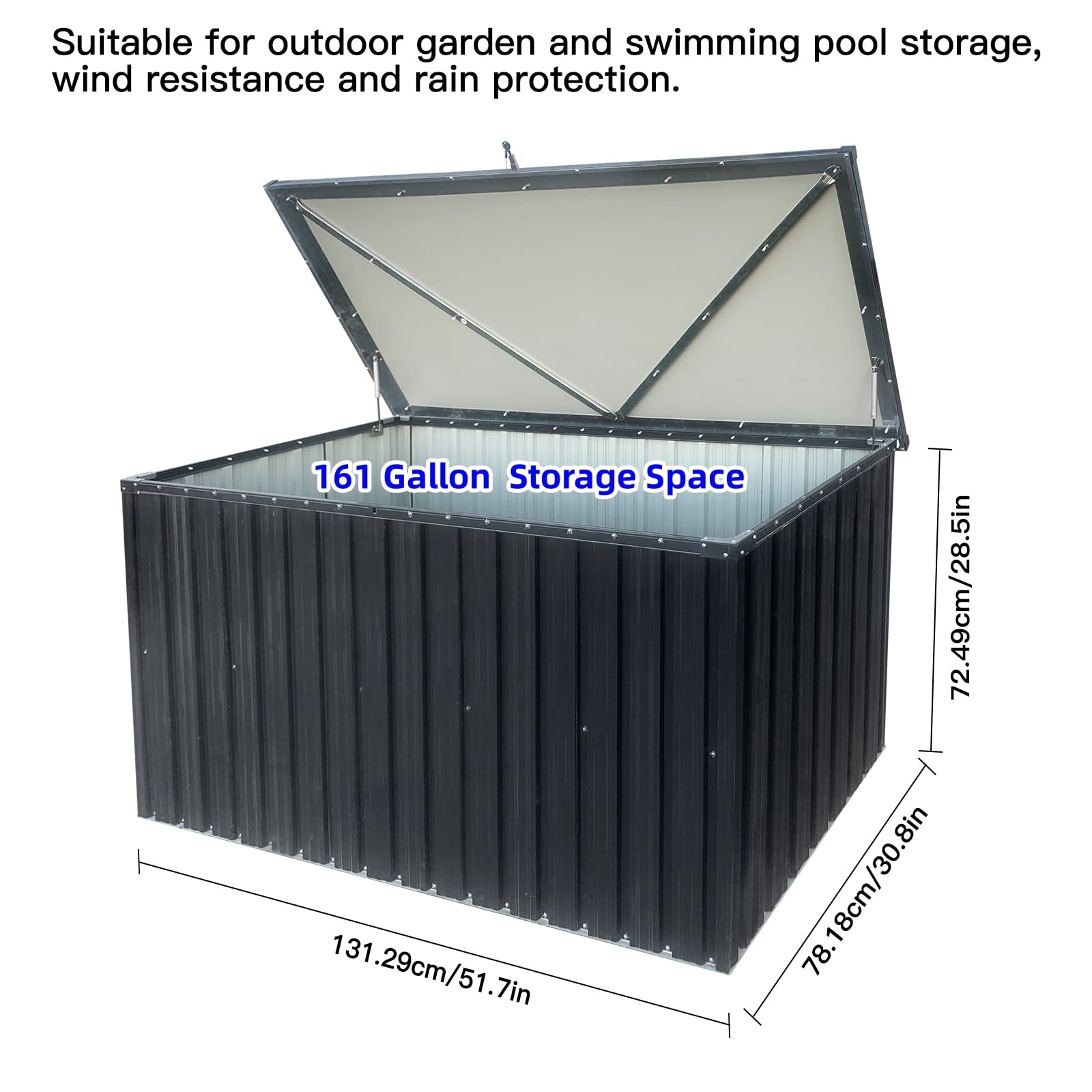 Snapklik.com : 161 Gallon Metal Storage Box Outdoor,Waterproof Lockable ...