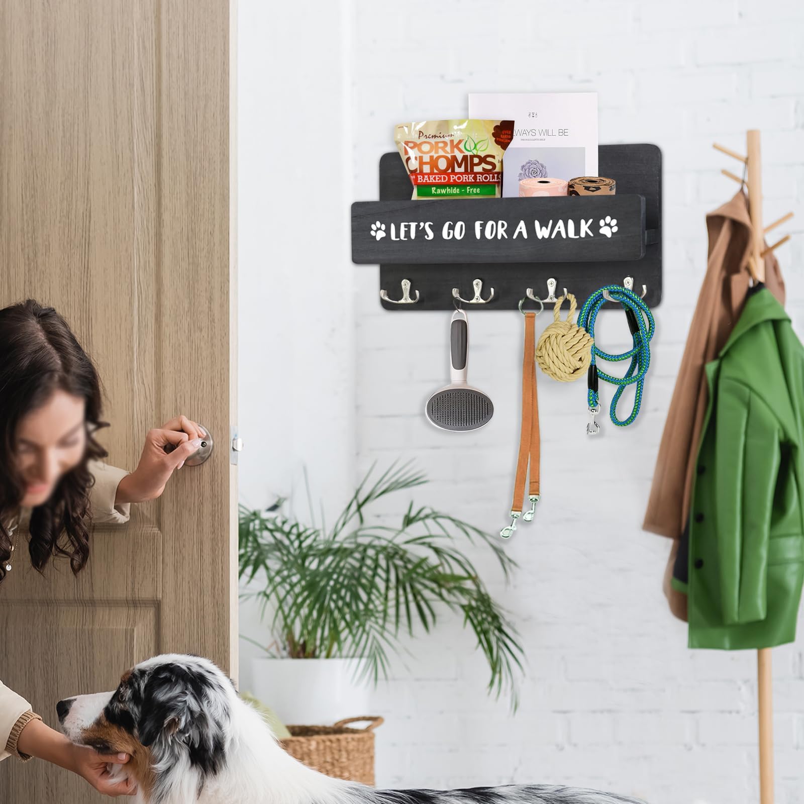 Amazon.com: Ozinna Personalized Dog Leash Holder for Wall Keys ...