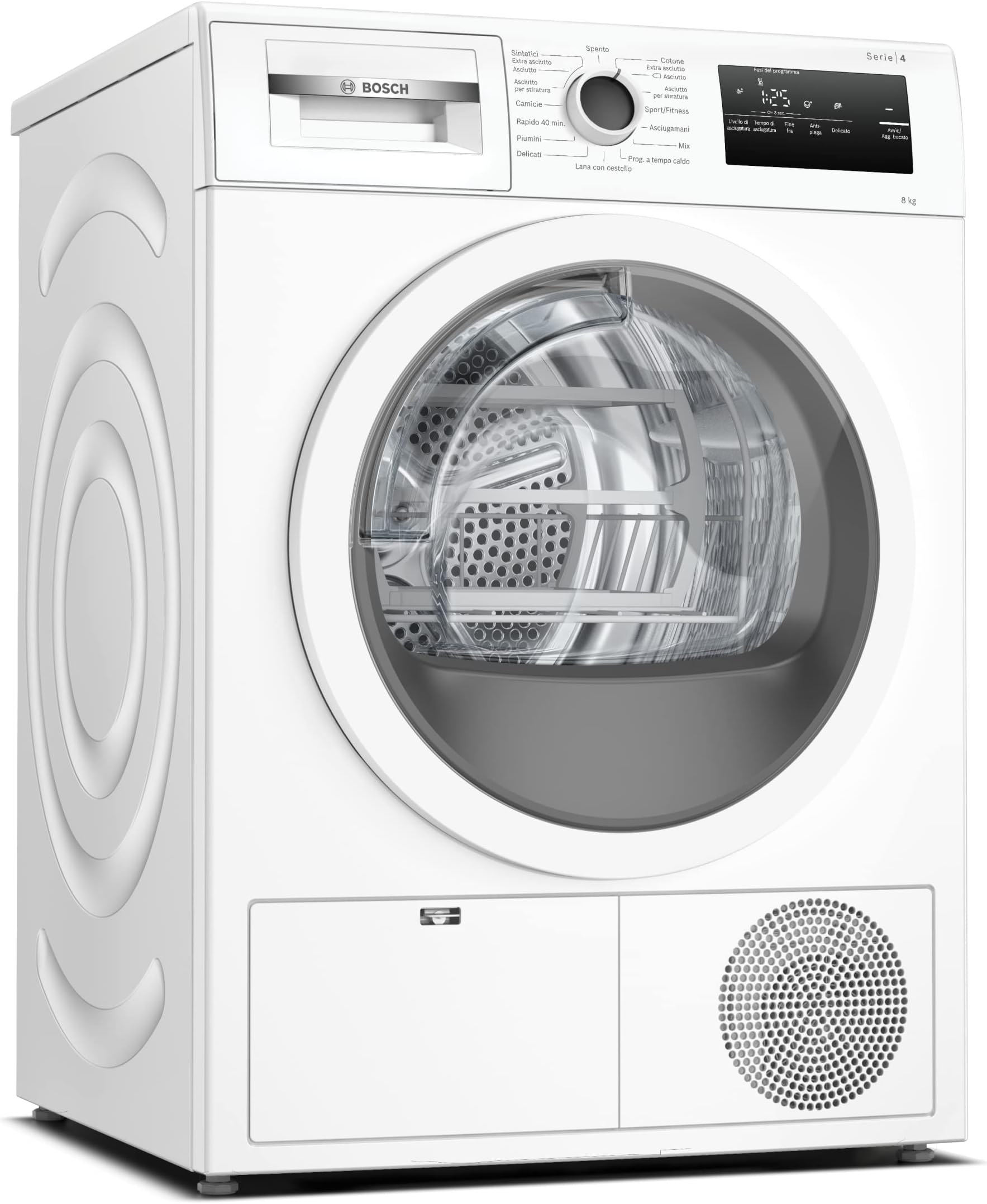 Bosch WTH85V18II Serie 4, Asciugatrice a pompa di calore, capacità 8 kg ...