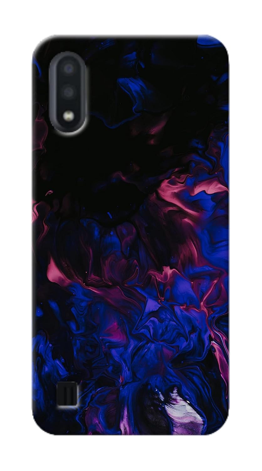 Samsung Galaxy M01 Back Cover Hard Plastic Back Case (Red Blue Fluid On ...