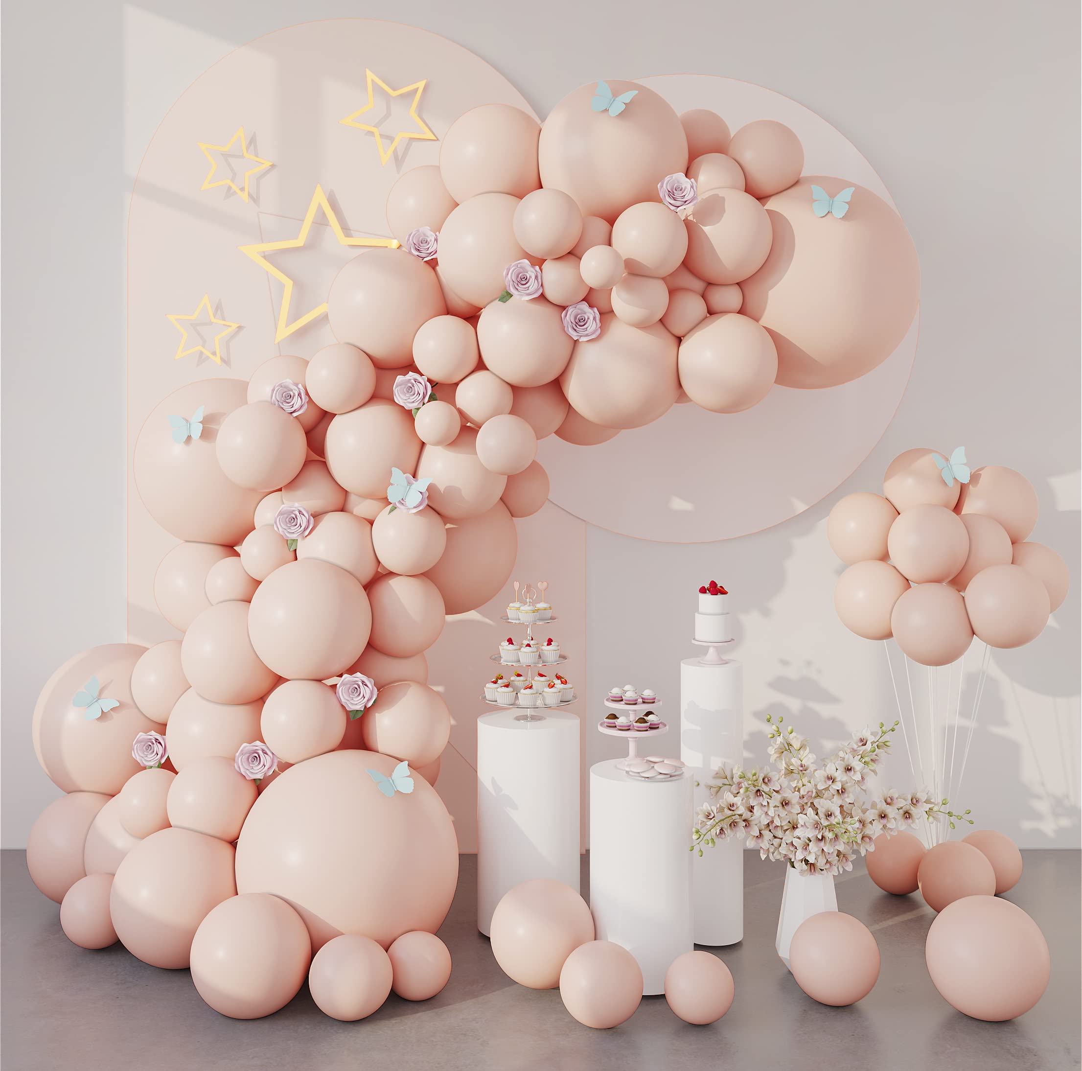 Pastel Orange Balloons, 100 pcs Peach Balloons Garland Arch Kit 5 inch ...