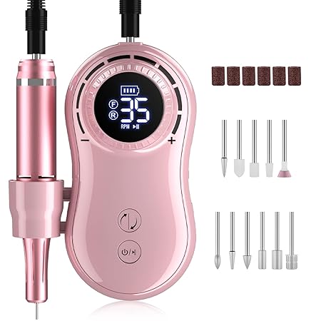 Amazon.com: Professional Rechargeable 35000 rpm Nail Drill, Portable ...