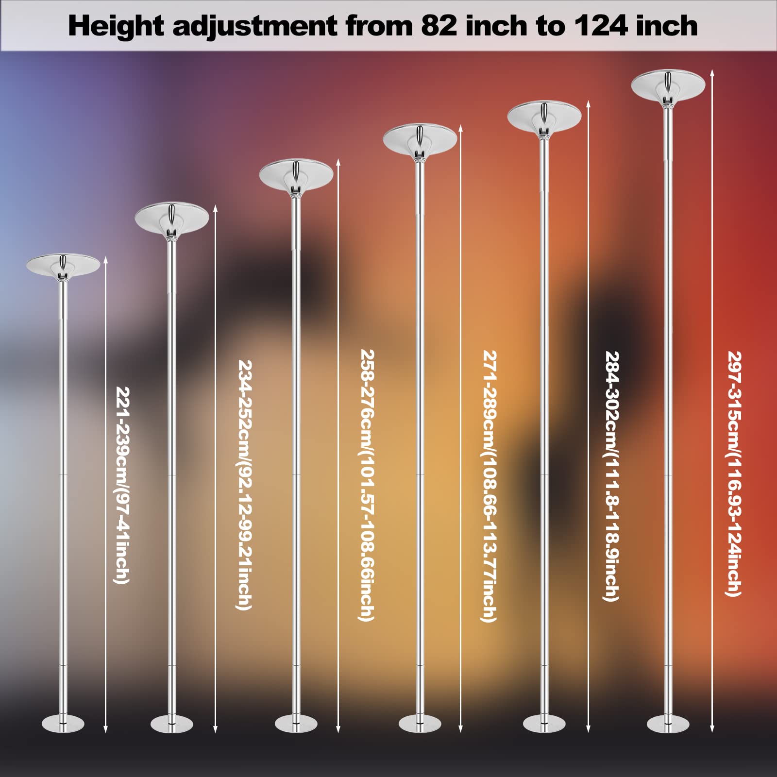 10ft Spinning Dance Pole Kit, 45mm Professional Static&Spinning Pole, 7 ...